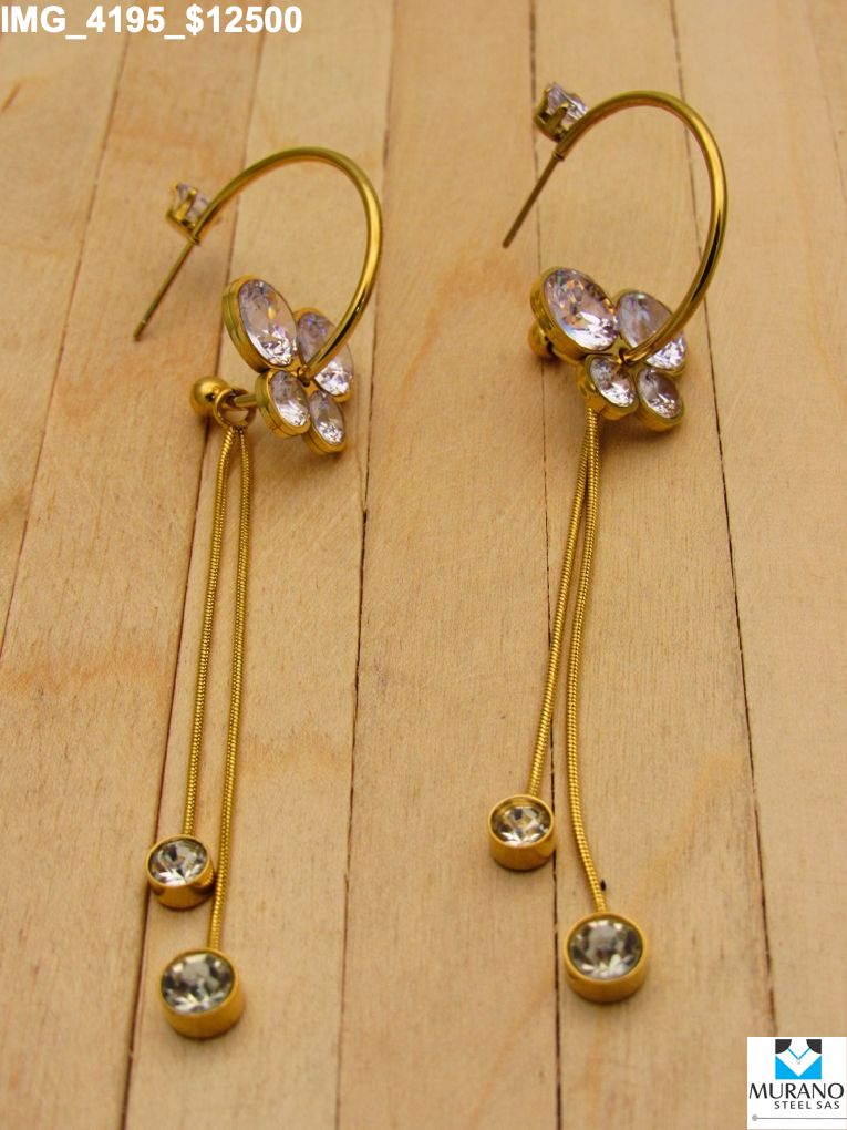 aretes dorado SKU21295 – MURANO STEEL